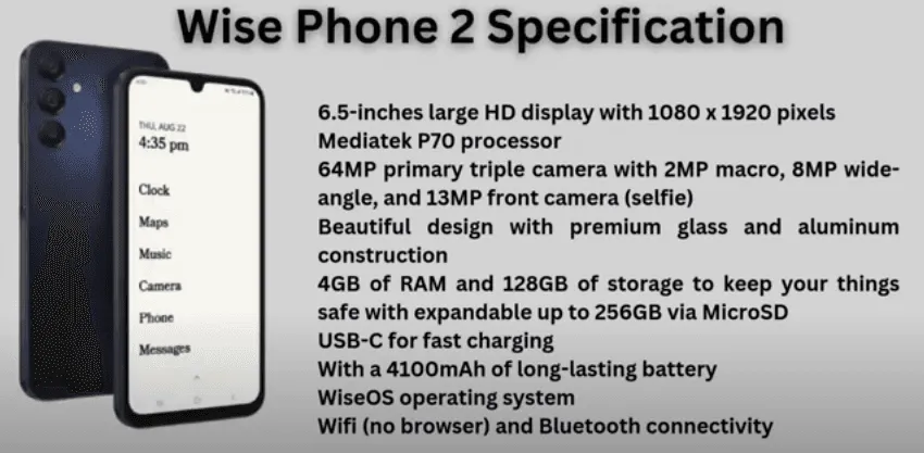 Wise Phone 2 Specification, Price, Release Date, And Review - Vokeme